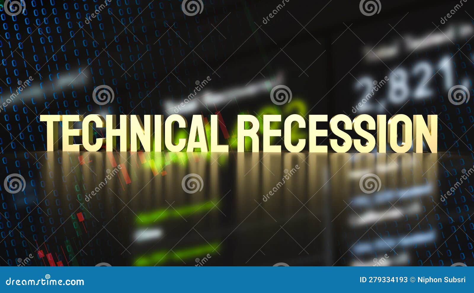 The Technical Recession Gold Text for Business Concept 3d Rendering ...
