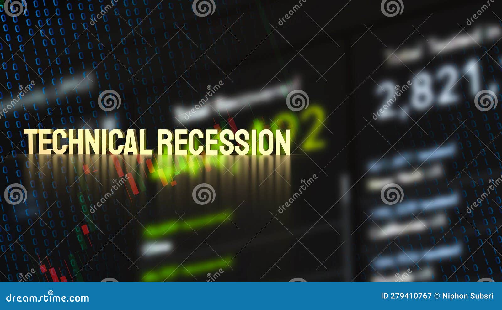 The Technical Recession Gold Text for Business Concept 3d Rendering ...
