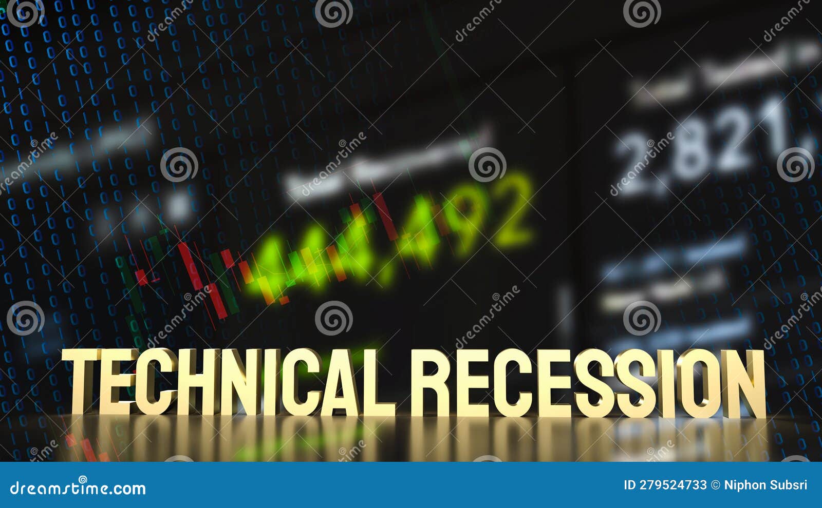 The Technical Recession Gold Text for Business Concept 3d Rendering ...