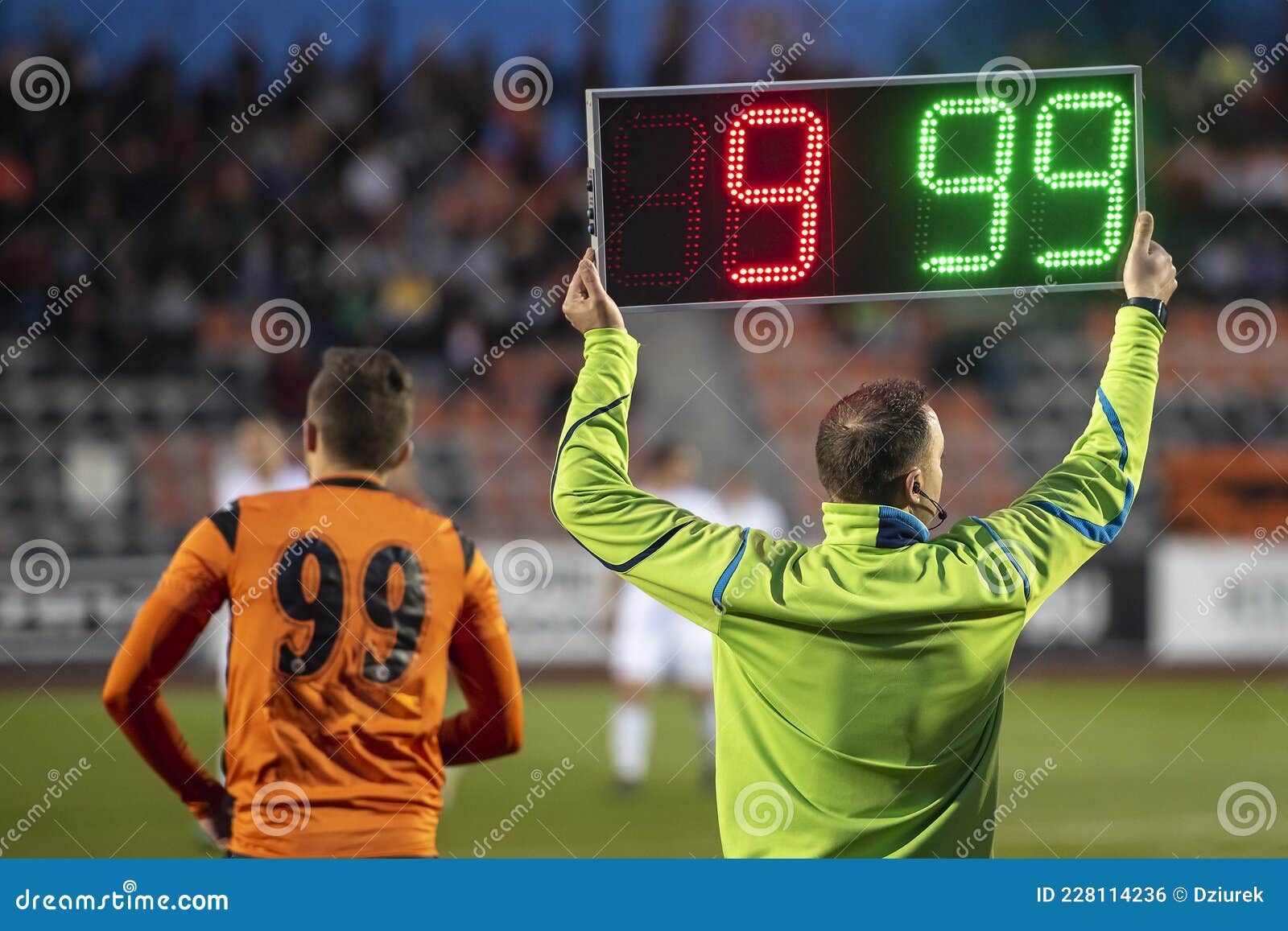Referee Shows Players Substitution Editorial Photo - Image of signal ...