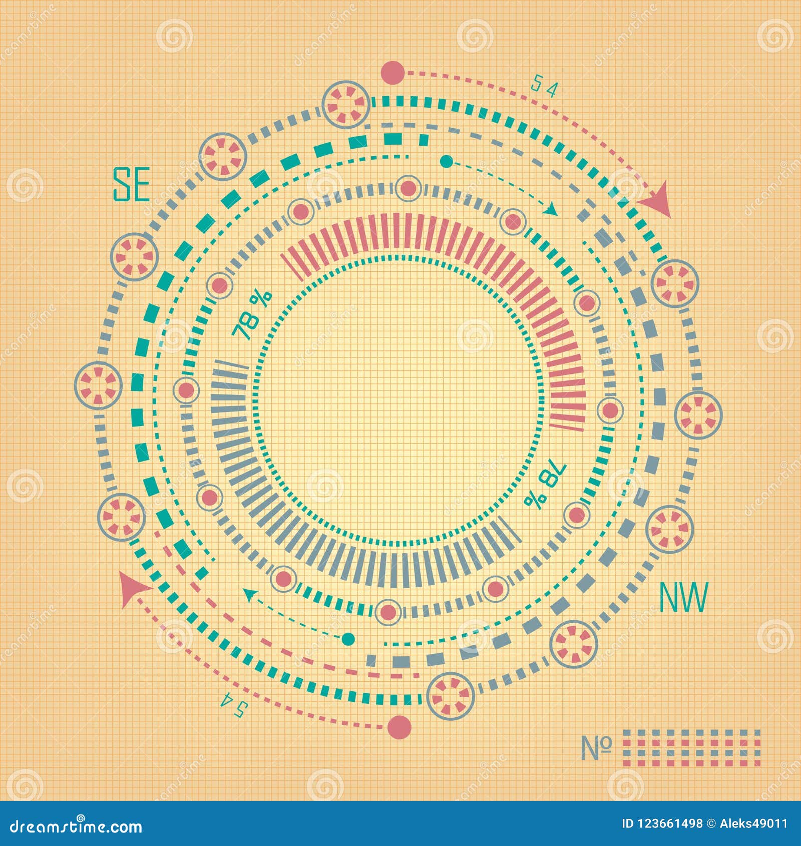 Technical Retro Drawing.Mechanical Circuit in a Circle .Technical ...