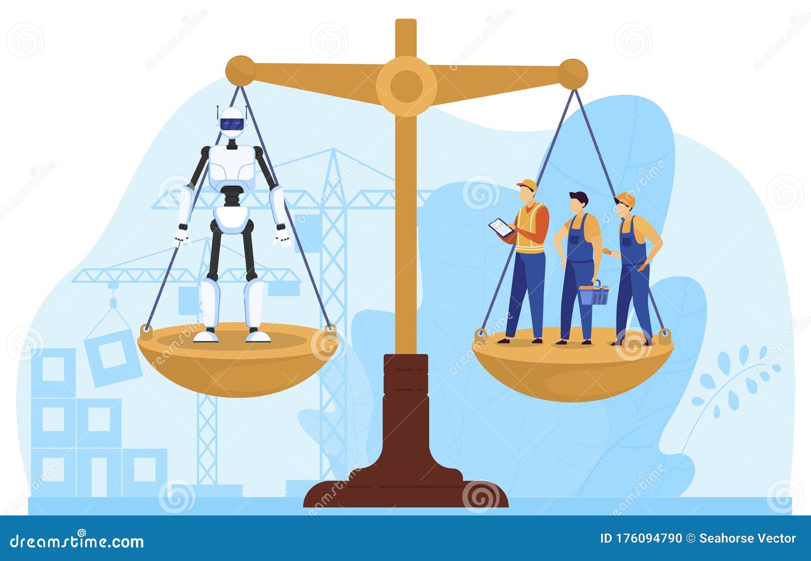 Technical Revolution, Characters Worker and Robot Stand Scales ...