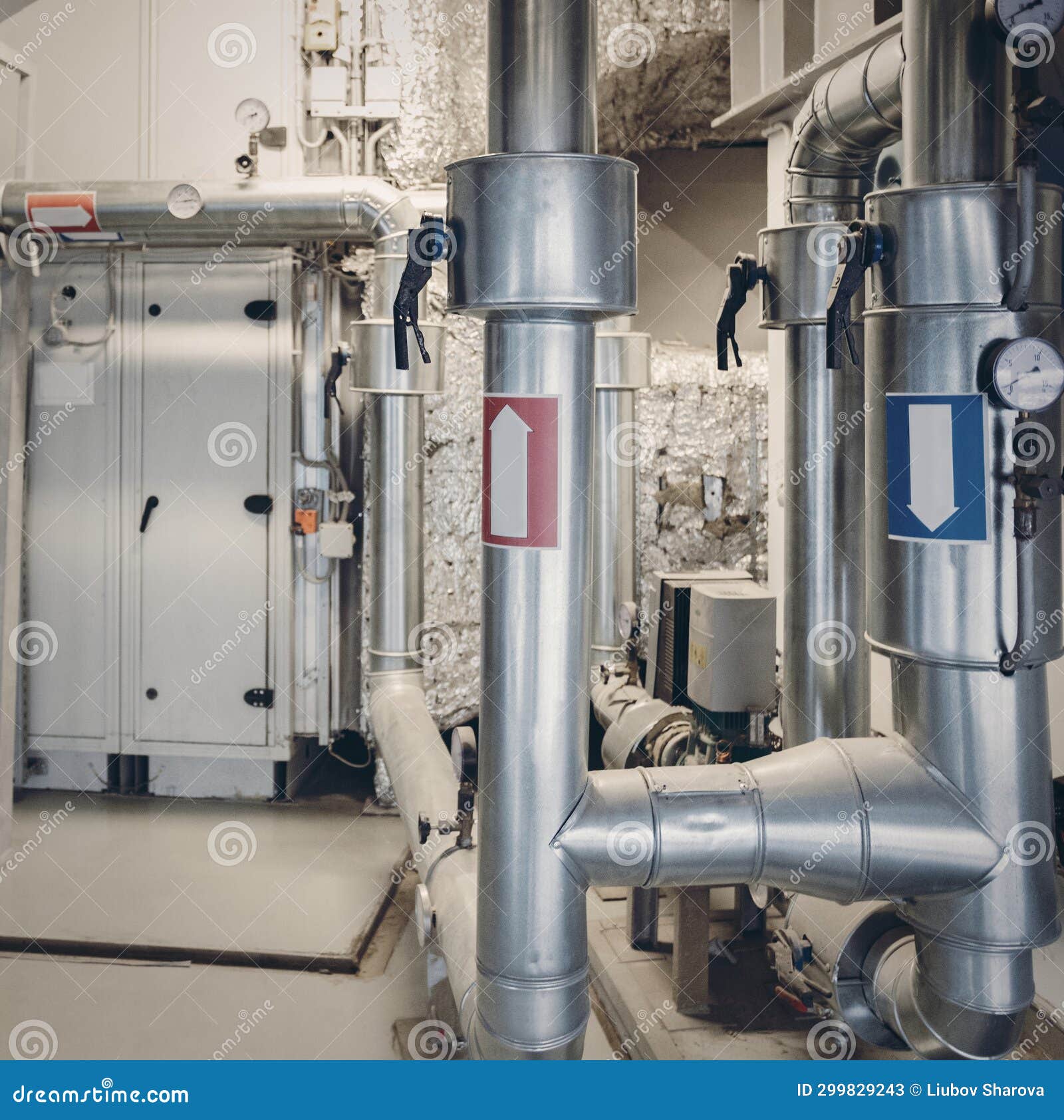 A Technical Room of a Large Building Stock Image - Image of pump ...