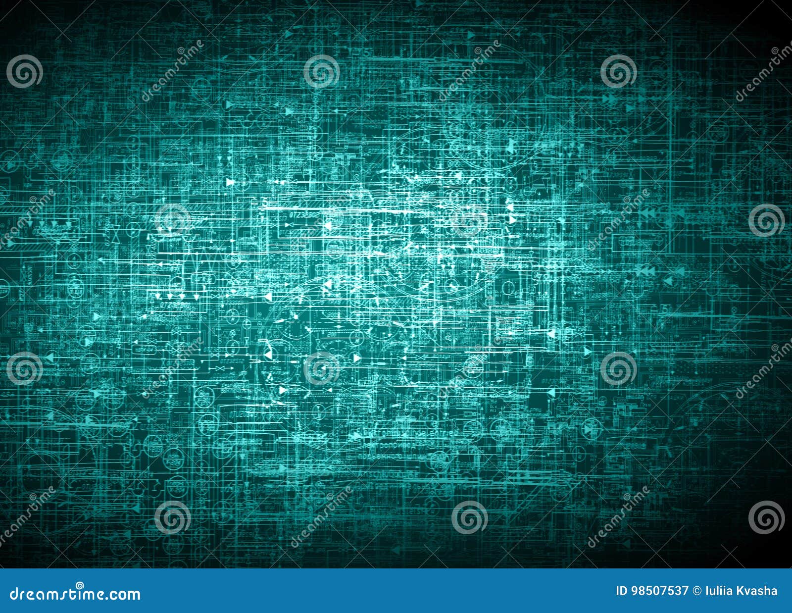 Technical Schematic Green Background Stock Illustration - Illustration ...
