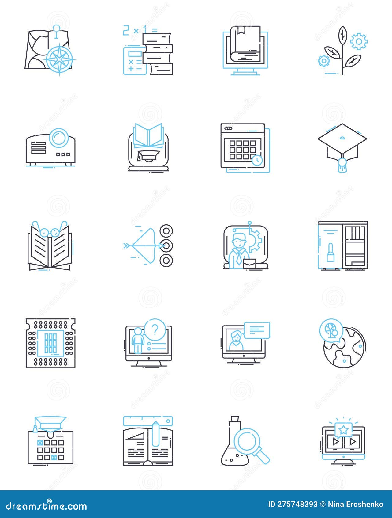 Technical School Linear Icons Set. Vocational, Trade, Hands-on, Skilled ...
