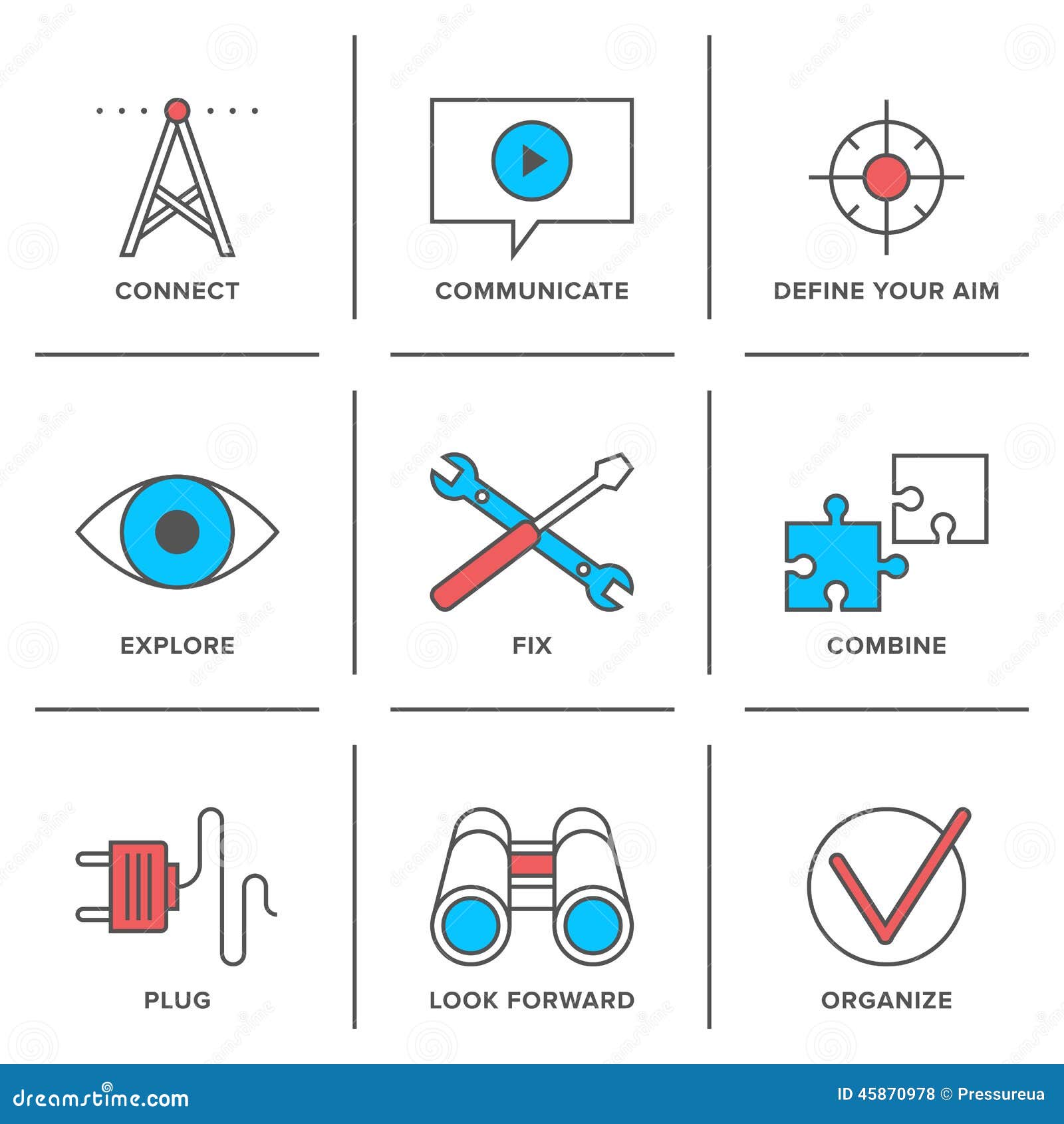 Technical Service Line Icons Set Stock Vector - Illustration of online ...