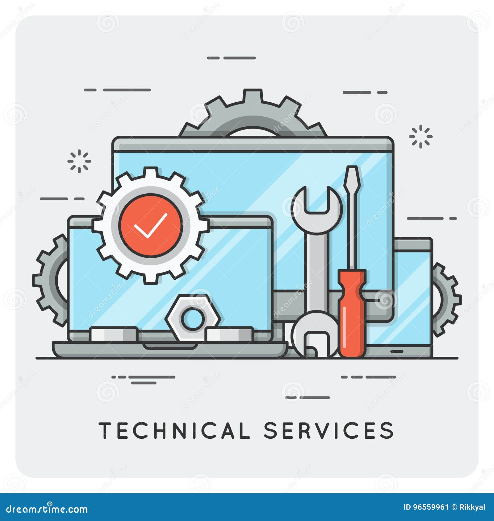Technical Services. Thin Line Concept Stock Vector - Illustration of ...
