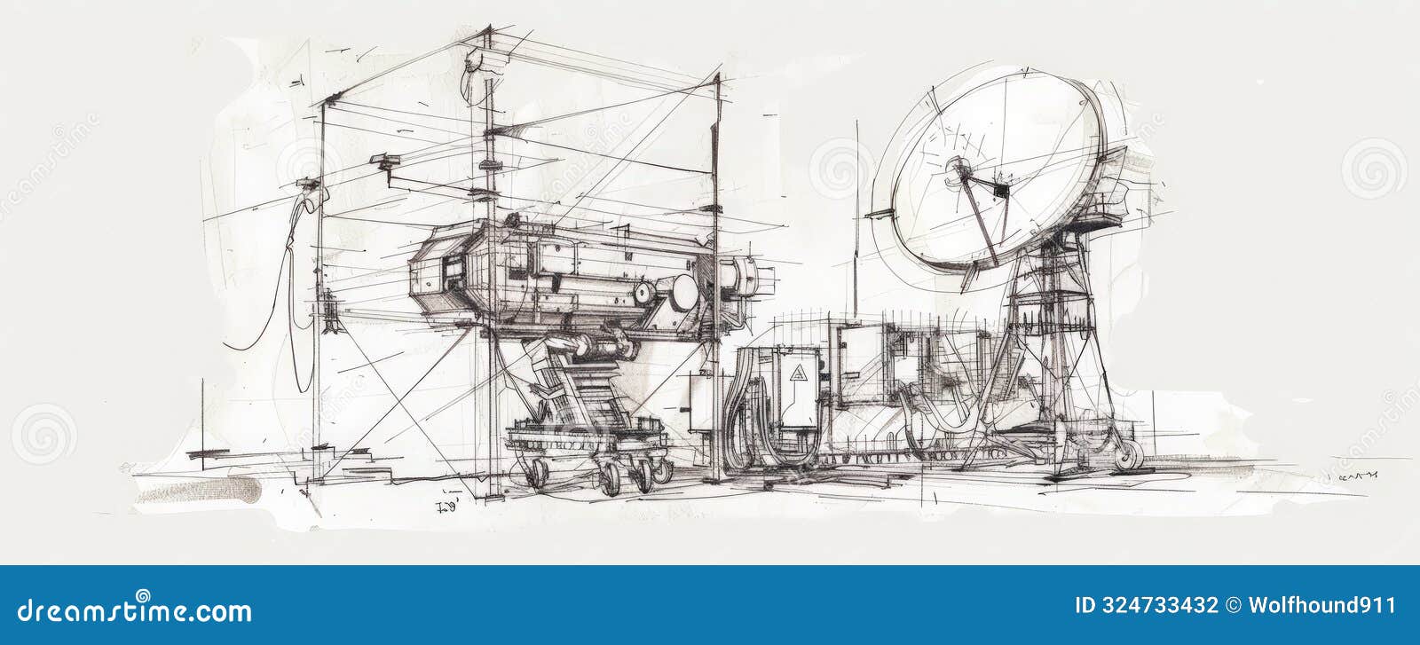 A Technical Sketch of a Ground Radar System, Showcasing Its Antenna ...