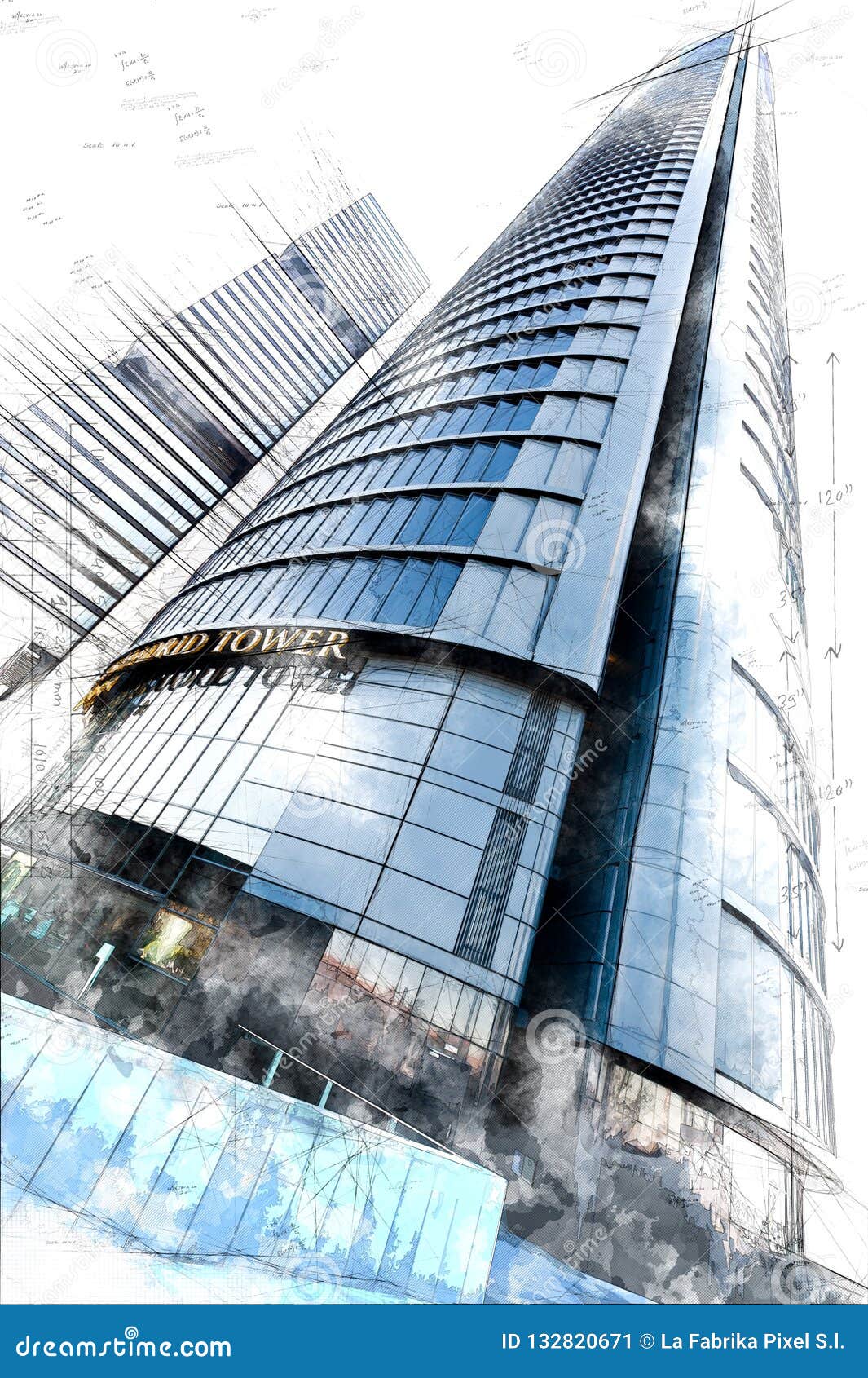 Technical sketch of tower stock image. Image of steel - 132820671