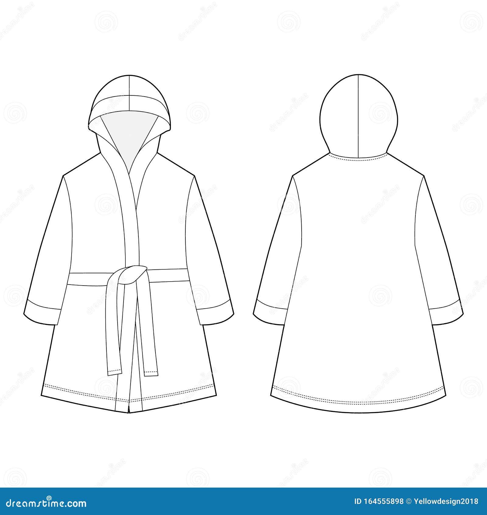 Bathrobe With Hood Technical Drawing Vector. | CartoonDealer.com #150588191