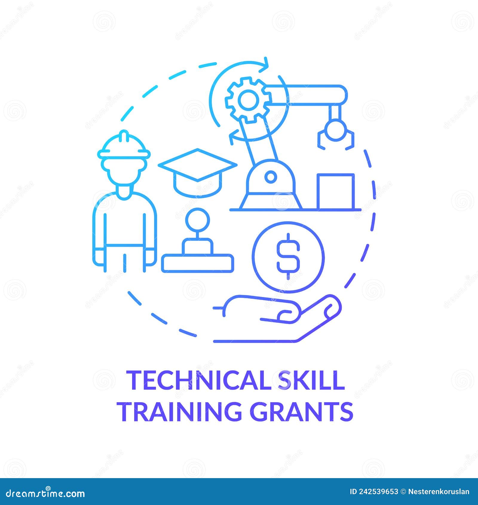 Technical Skill Training Grants Blue Gradient Concept Icon Stock Vector ...