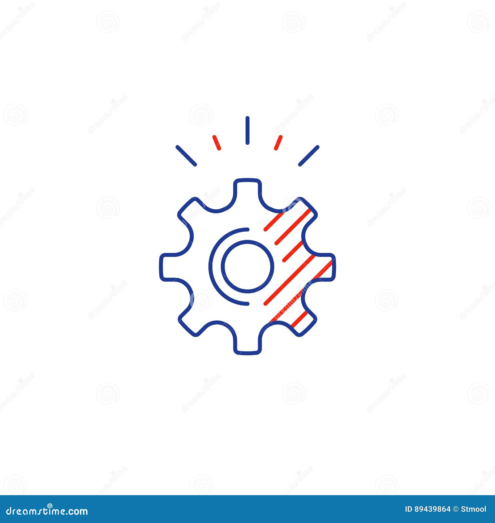 Technical Smart Solution, Cogwheel Line Icon, Integration Concept Stock ...