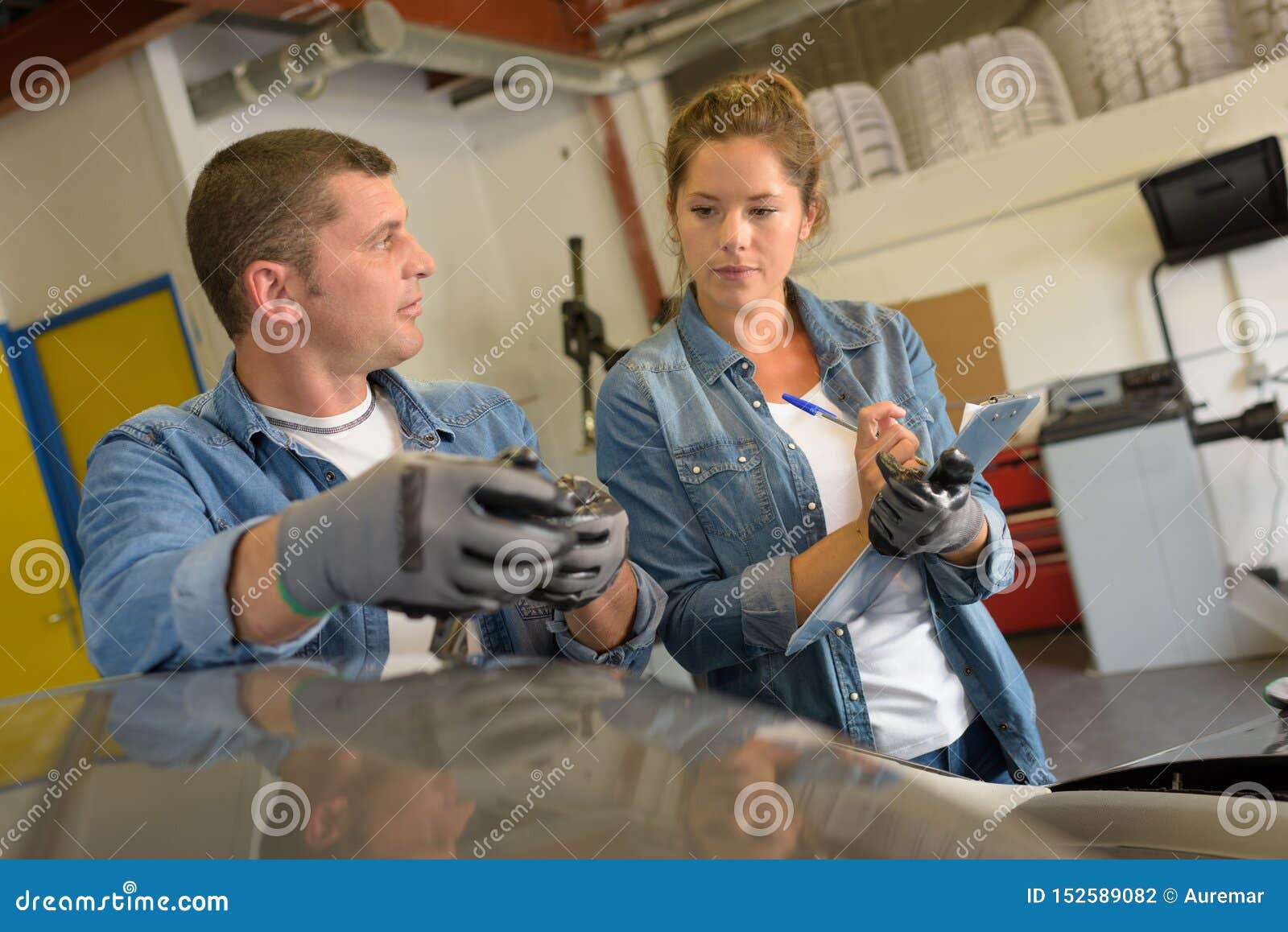 Technical Staff Talking in Workshop Stock Photo - Image of airfield ...