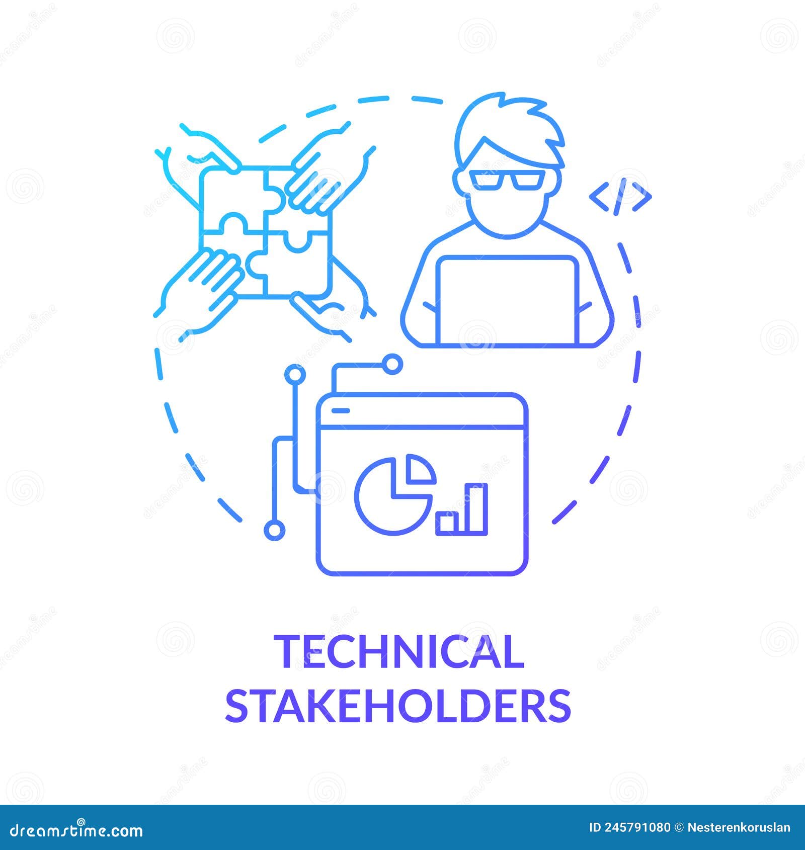 Technical Stakeholders Blue Gradient Concept Icon Stock Vector ...