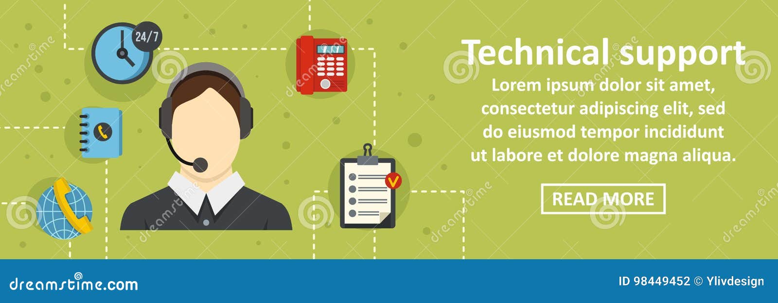 Technical Support Banner Horizontal Concept Stock Vector - Illustration ...