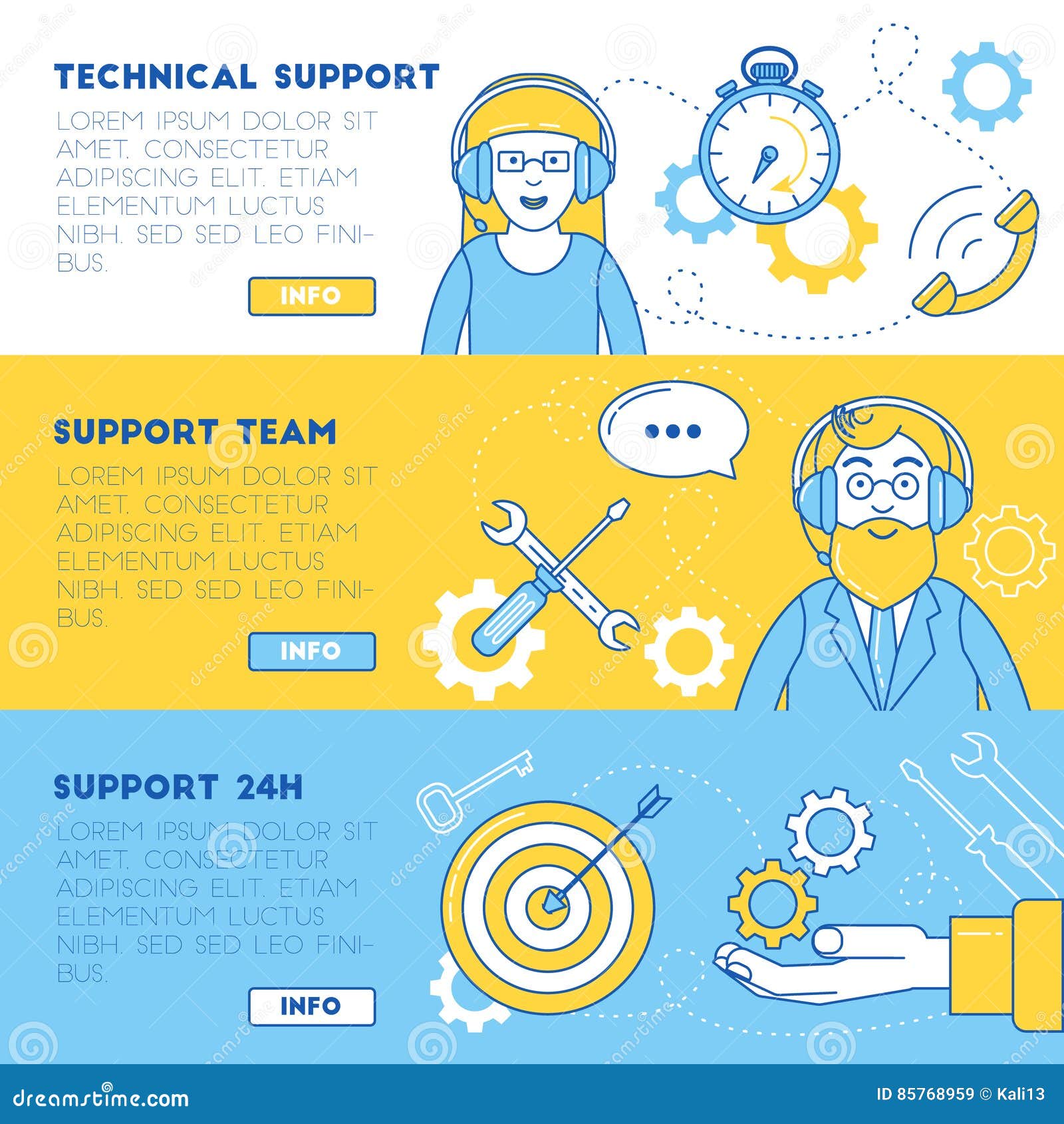 Technical support banners. stock vector. Illustration of department ...
