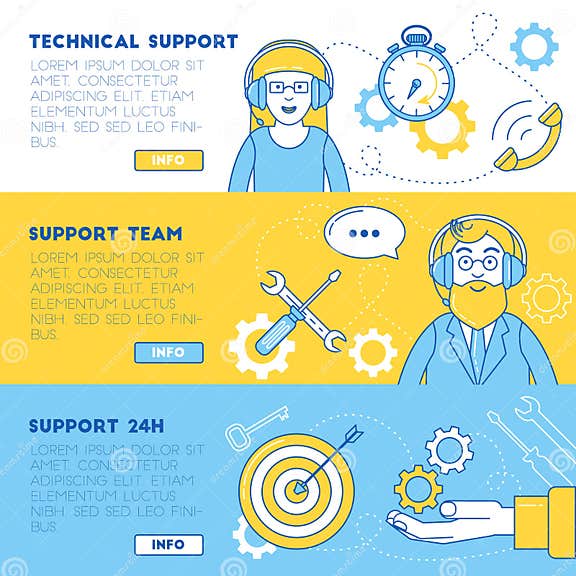 Technical support banners. stock vector. Illustration of department ...