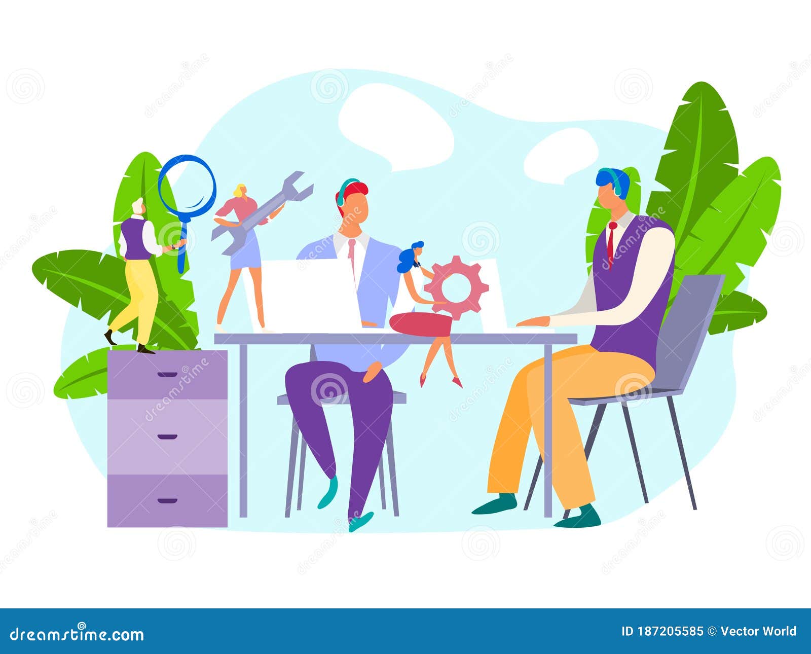 Technical Support at Business Company, Vector Illustration ...