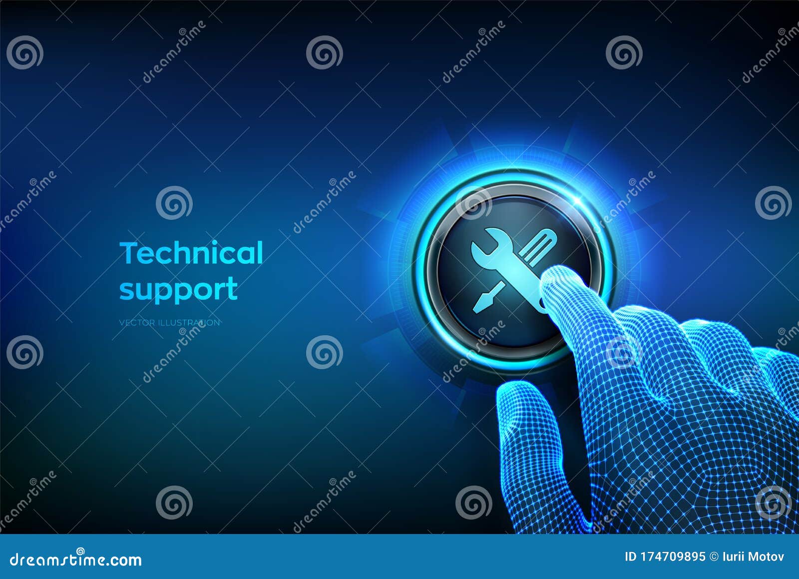 Technical Support Button. Closeup Finger about To Press a Button ...