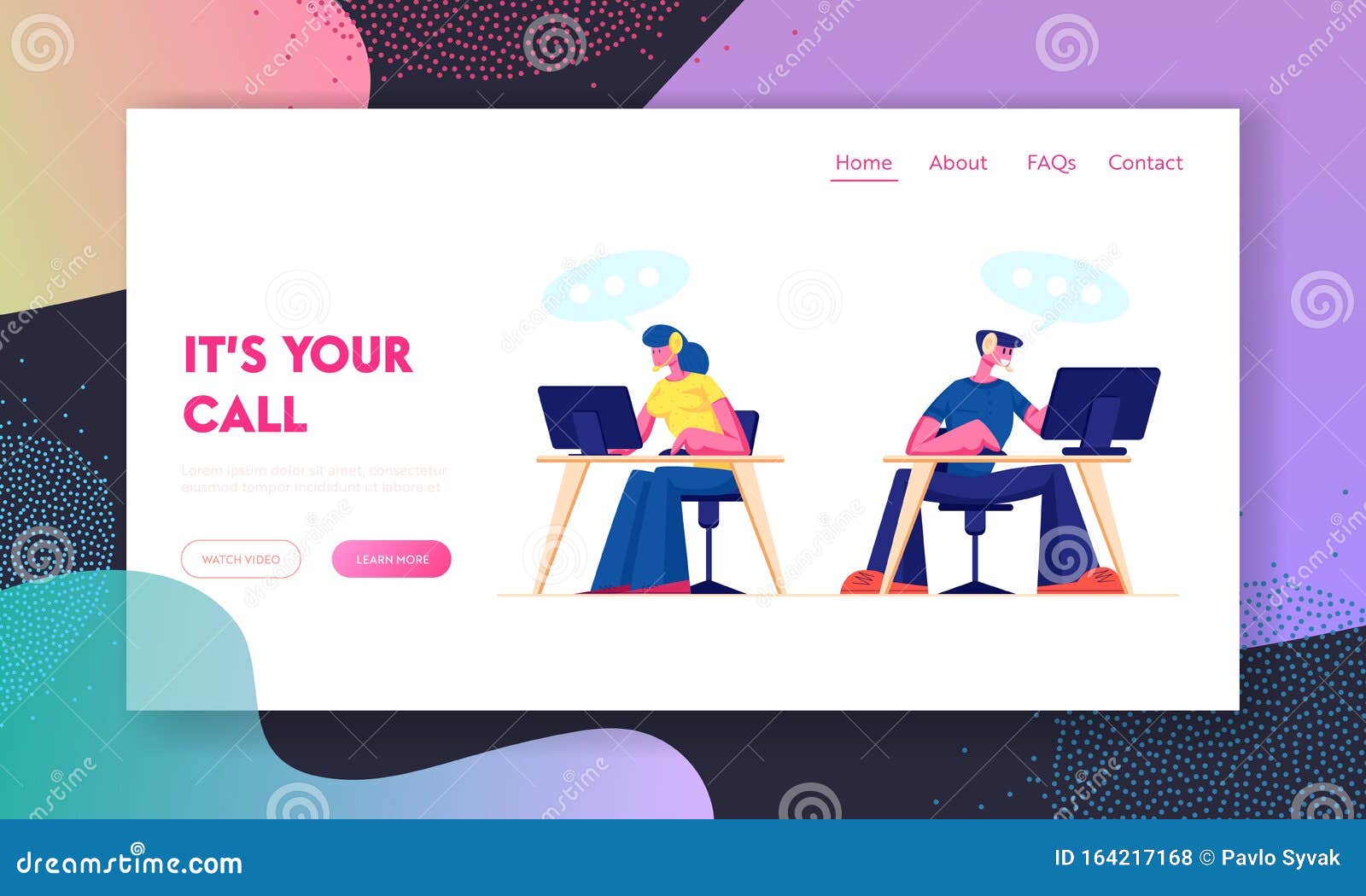 Technical Support, Call Center Website Landing Page. Customer Service ...