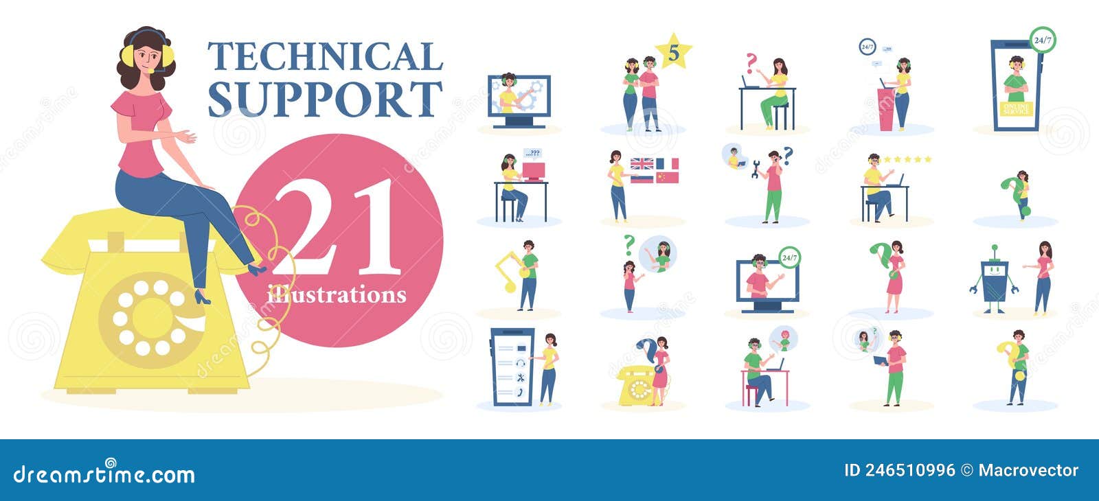 Technical Support Composition Set Stock Vector - Illustration of ...