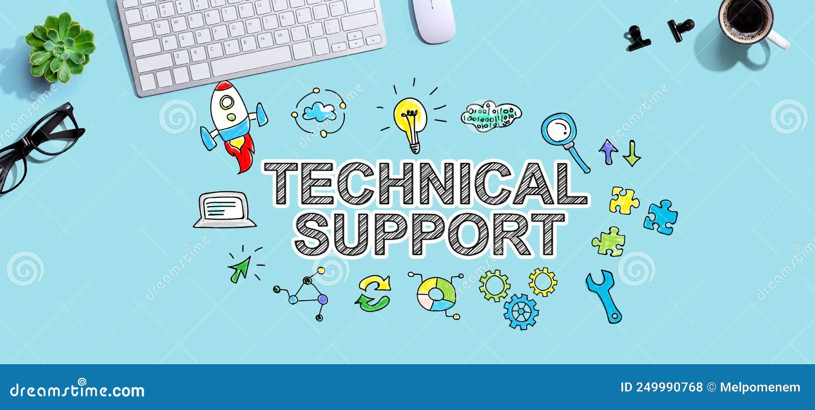 Technical Support with a Computer Keyboard Stock Photo - Image of help ...
