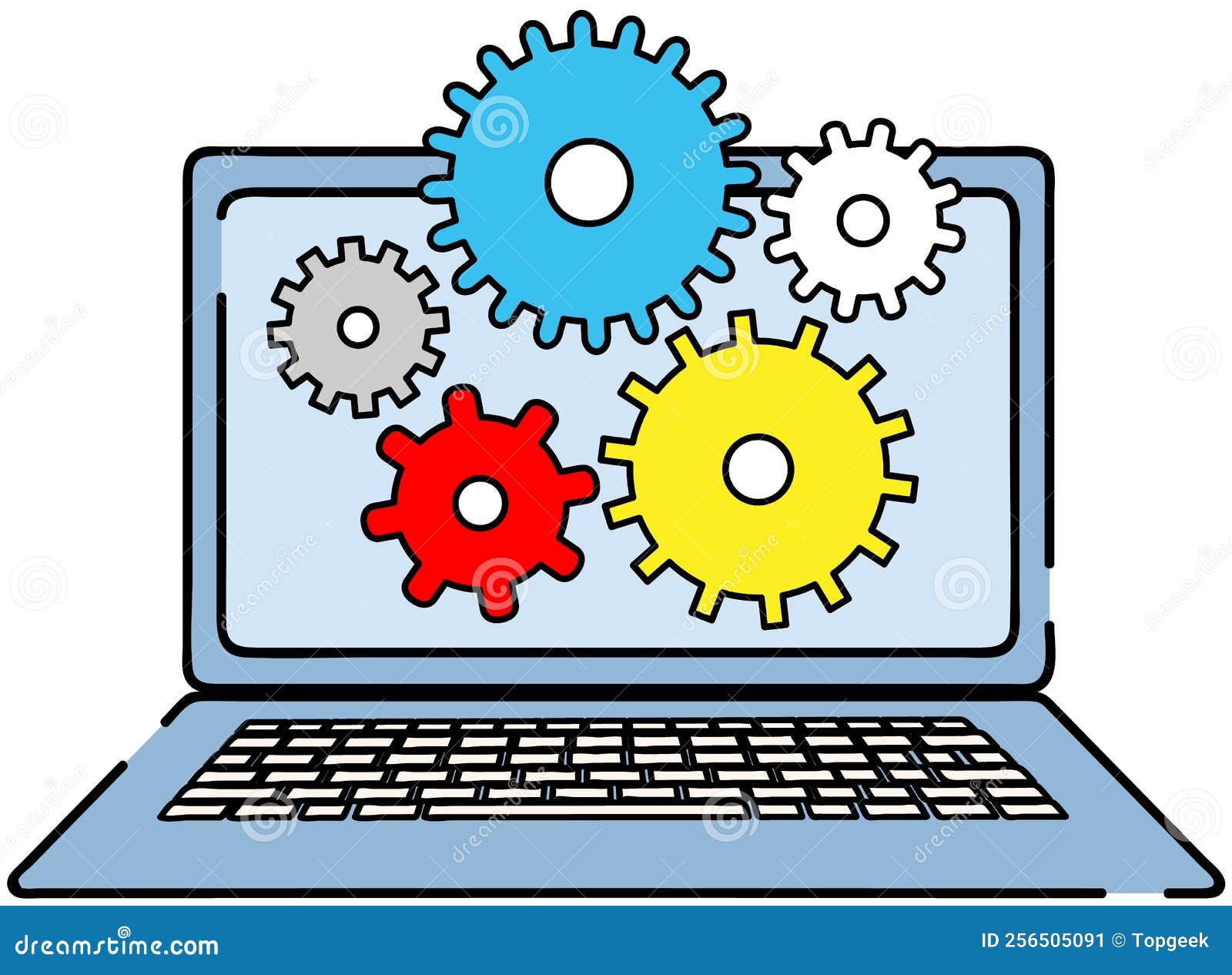 Technical Support, Computer Service Concept. Gear Icons on Screen ...