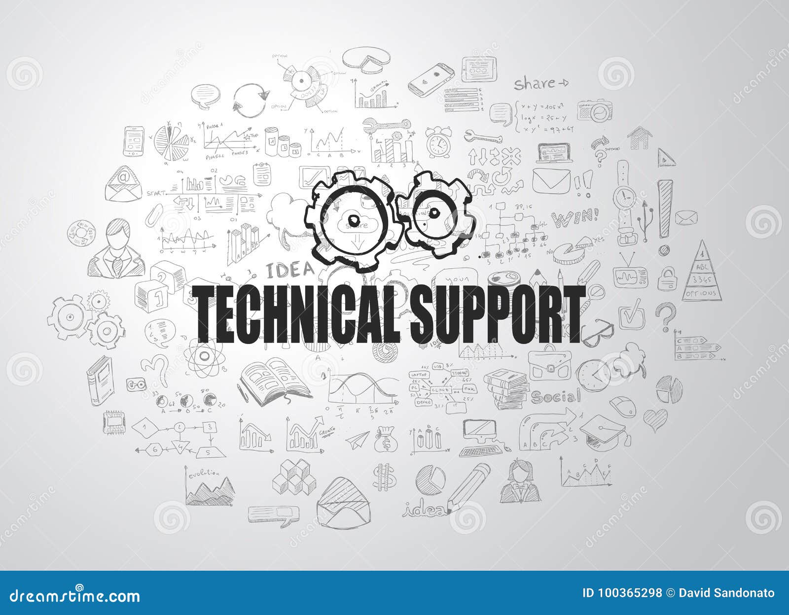 Technical Support Concept with Business Doodle Design Style Stock ...