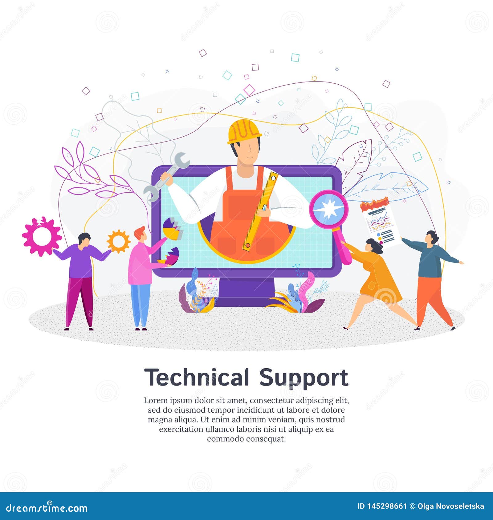 Technical Support Concept. Customer Service Stock Vector - Illustration ...