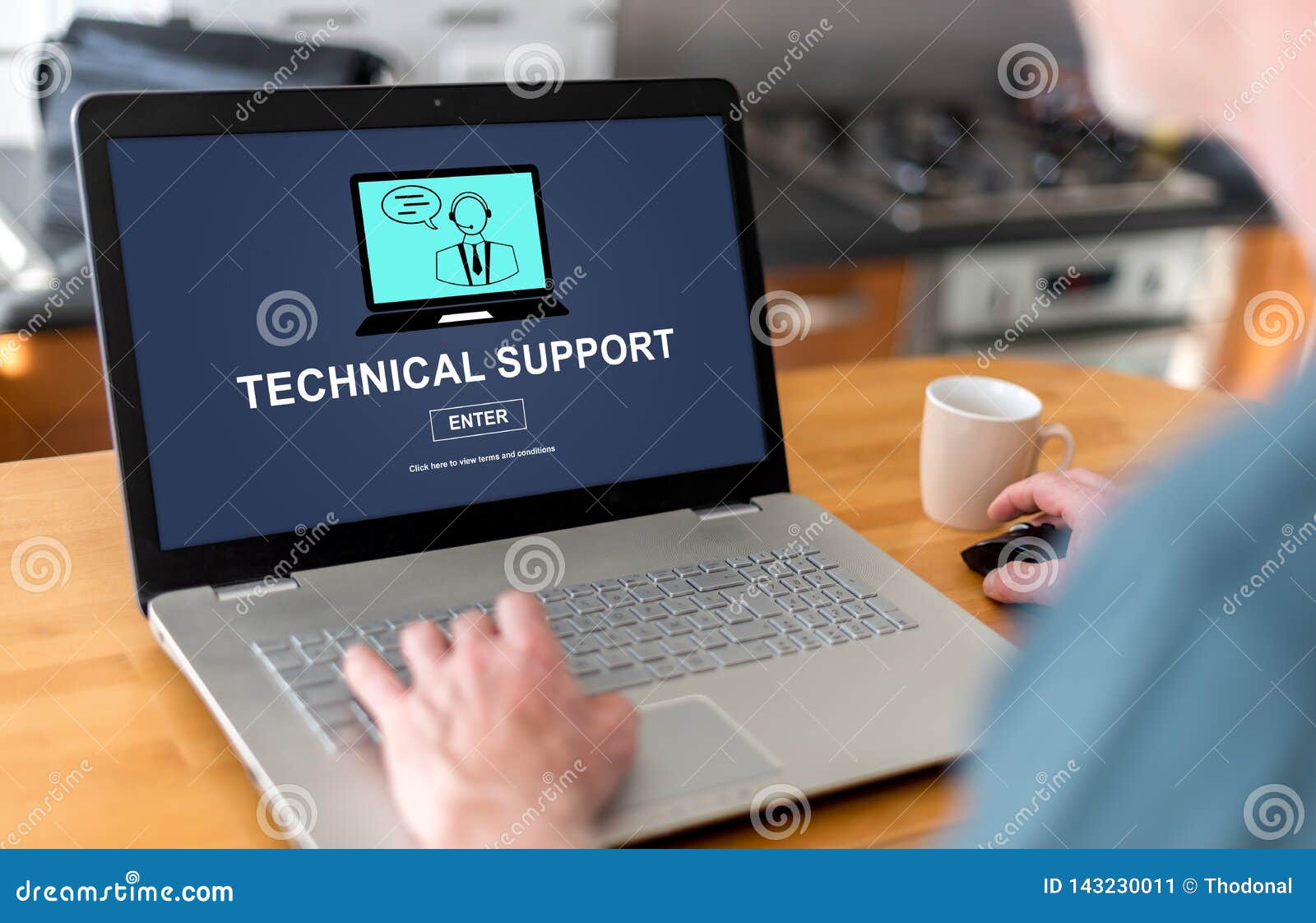 Technical Support Concept on a Laptop Stock Image - Image of network ...