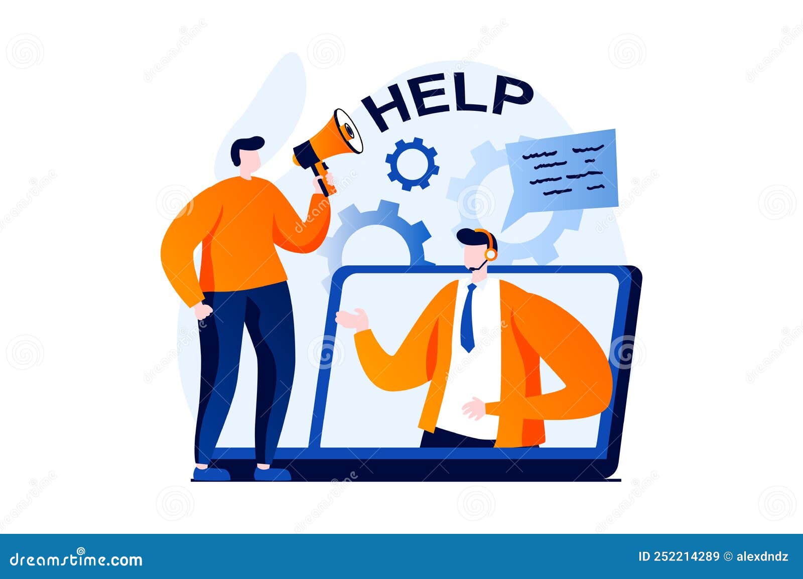Technical Support Concept with People Scene in Flat Cartoon Design ...