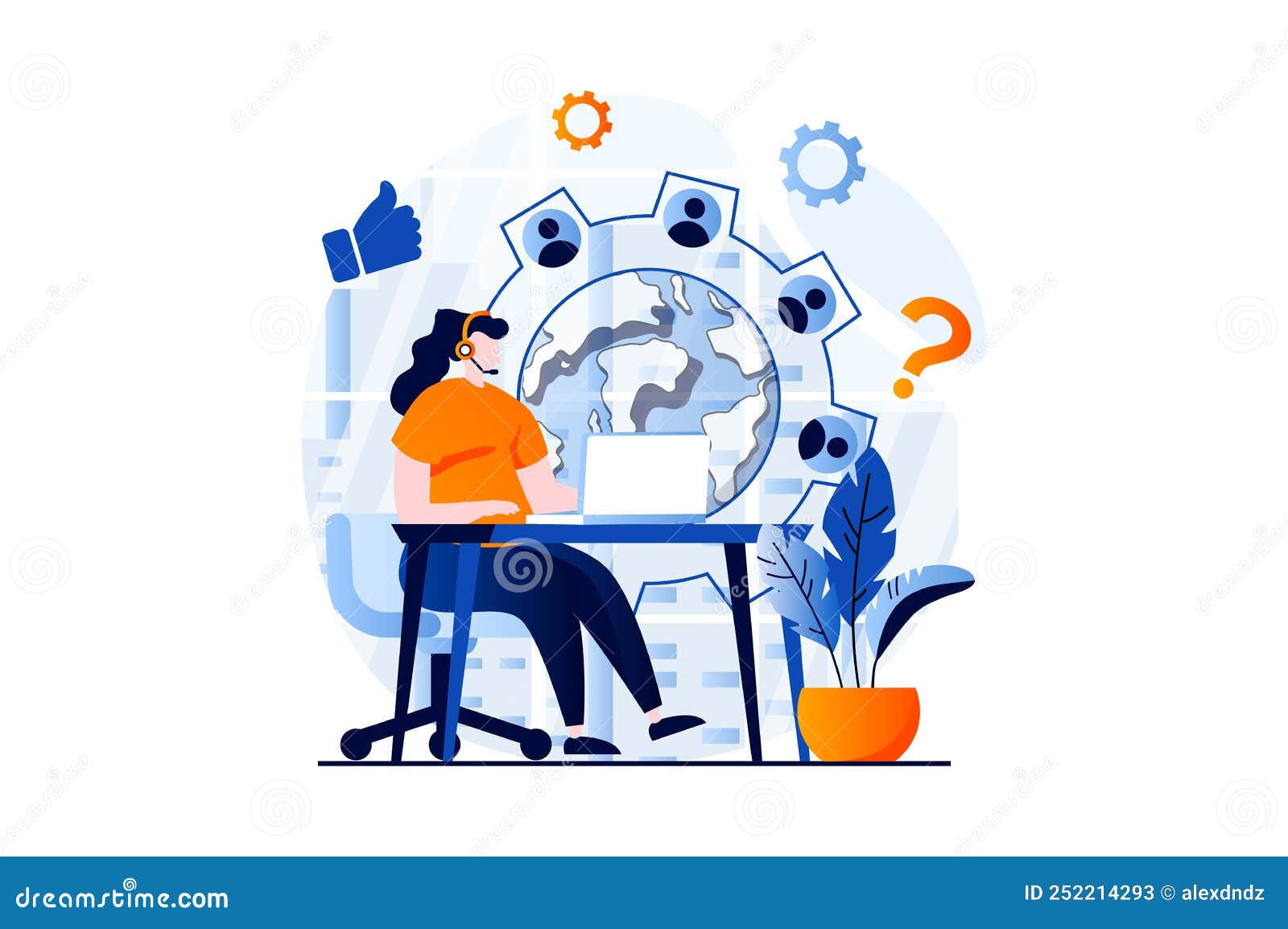 Technical Support Concept with People Scene in Flat Cartoon Design ...