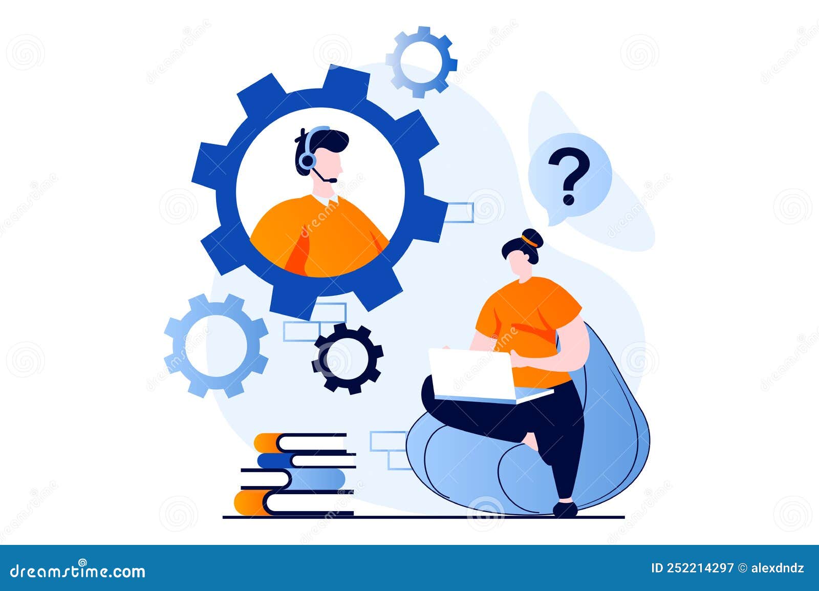 Technical Support Concept with People Scene in Flat Cartoon Design ...