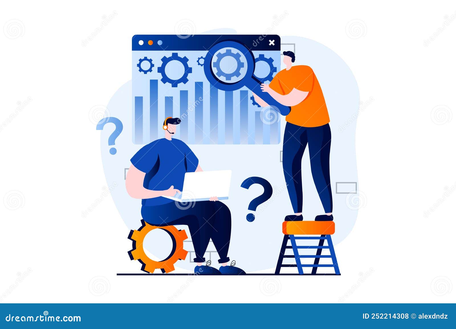 Technical Support Concept with People Scene in Flat Cartoon Design ...