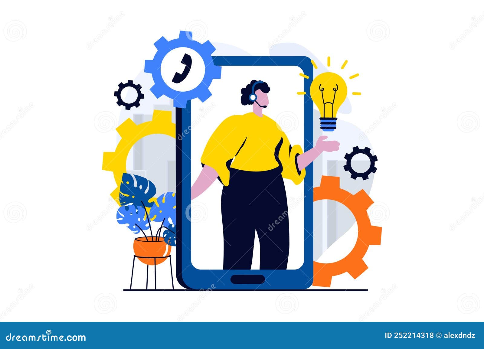 Technical Support Concept with People Scene in Flat Cartoon Design ...