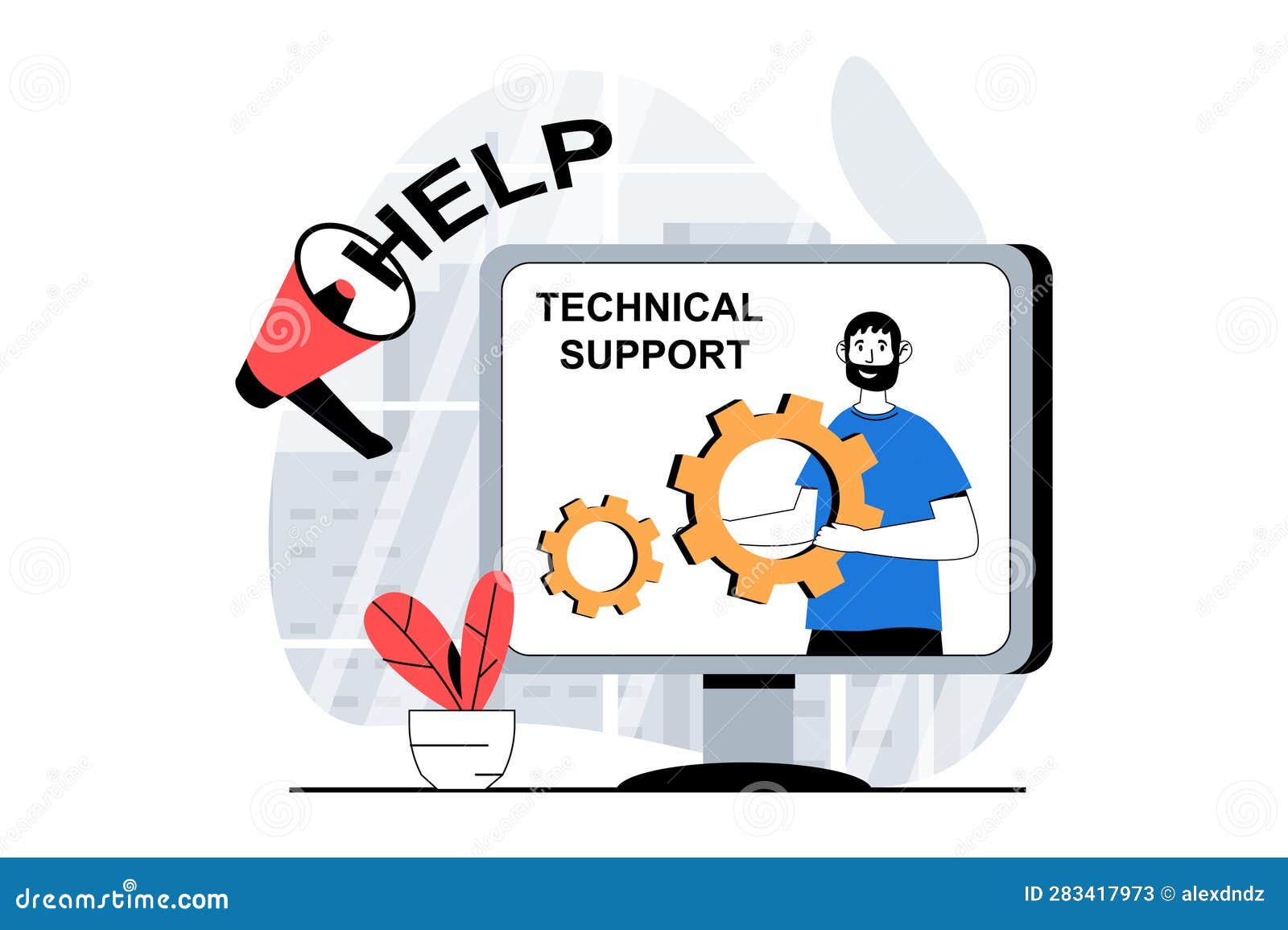 Technical Support Concept with People Scene in Flat Design for Web ...