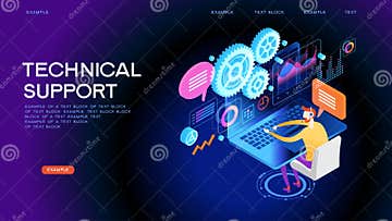 Technical Support Concept for Web Banner Stock Vector - Illustration of ...