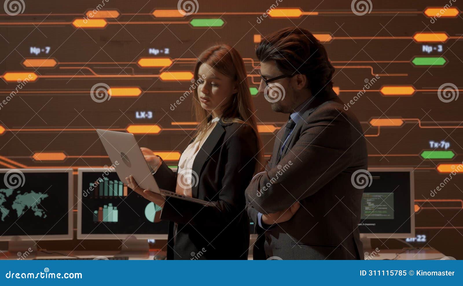 Technical Support in Control Room. it Specialists Talking at the ...