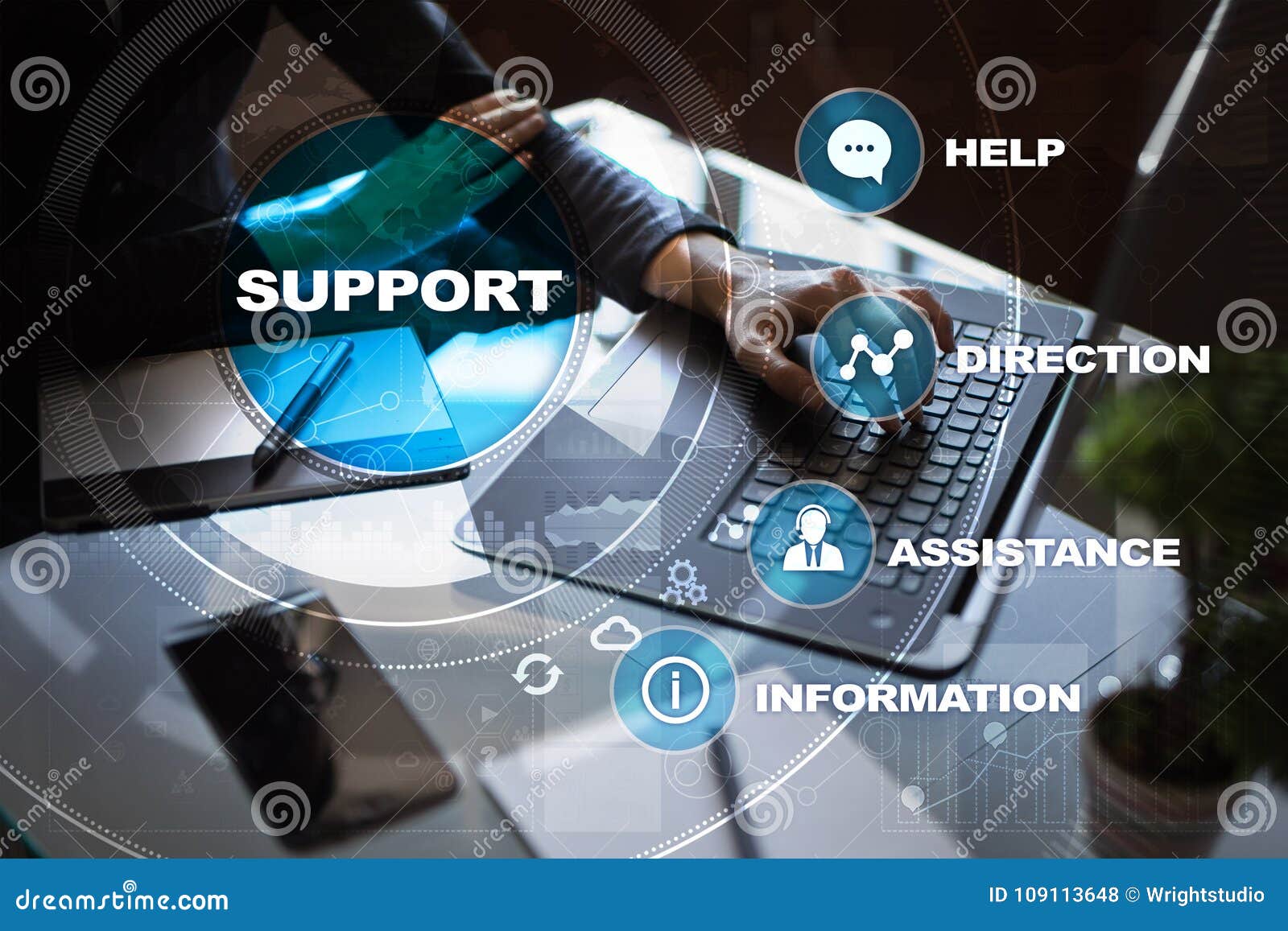 Technical Support. Customer Help. Business and Technology Concept ...