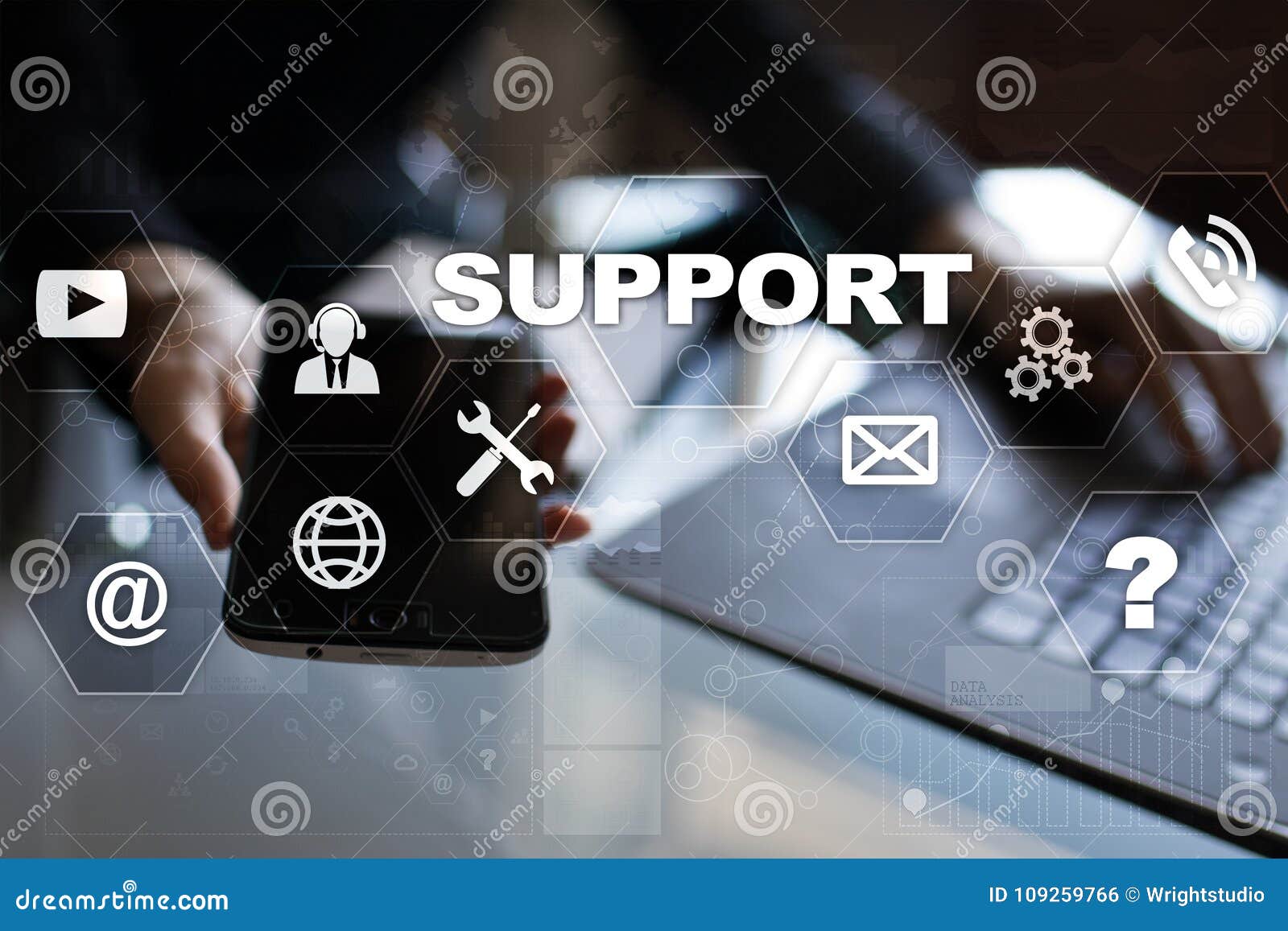Technical Support. Customer Help. Business and Technology Concept ...