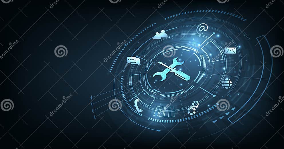 Technical Support and Customer Help on a Dark Blue Background Stock ...