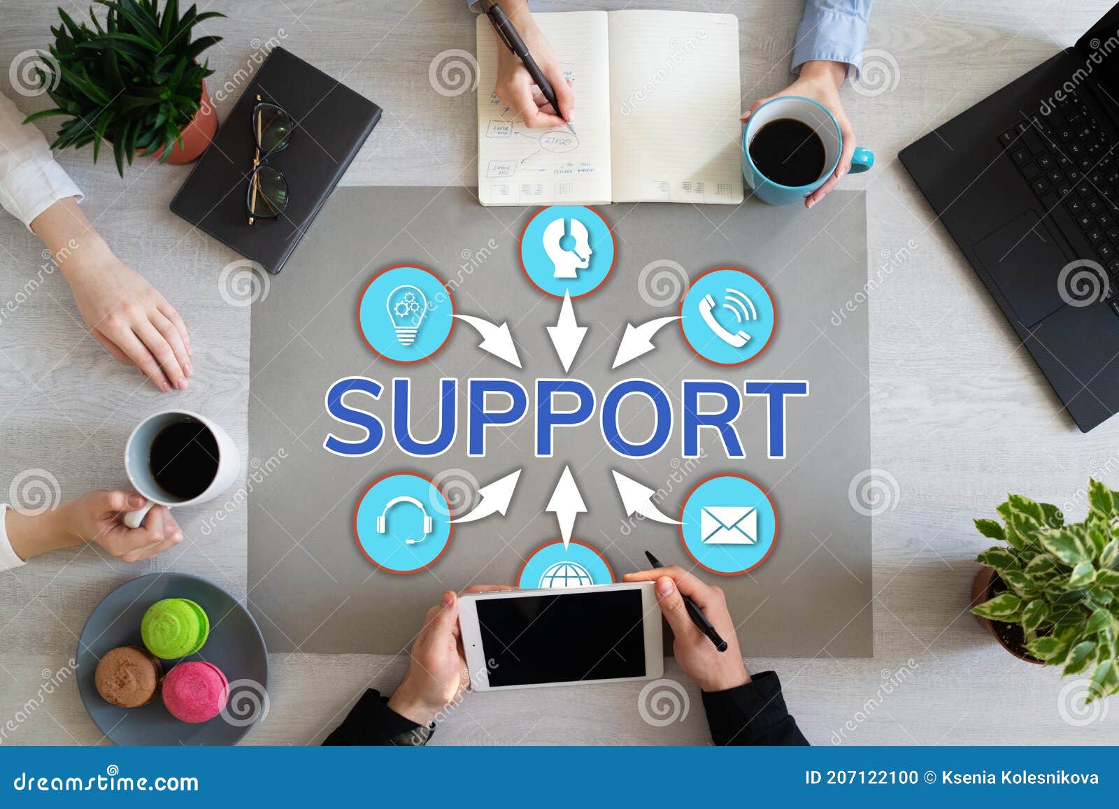 Technical Support Customer Service Assurance Concept on Flat Lay. Stock ...
