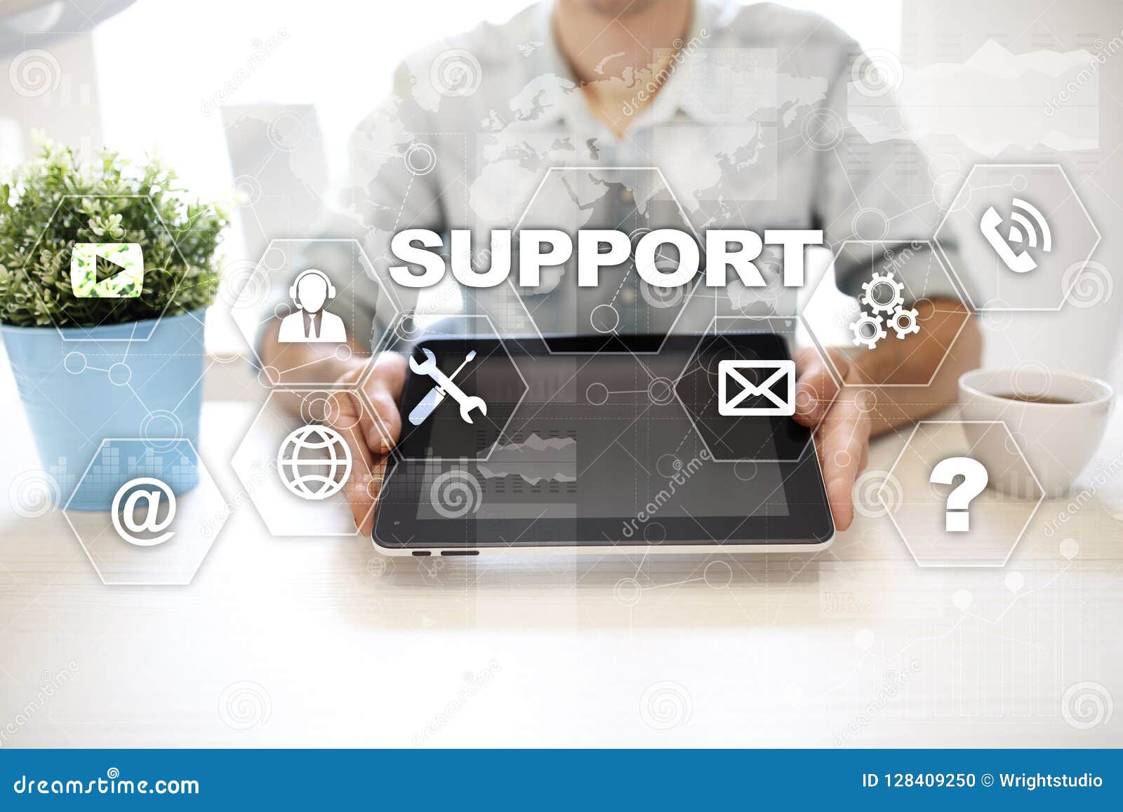 Technical Support and Customer Service. Business and Technology Concept ...