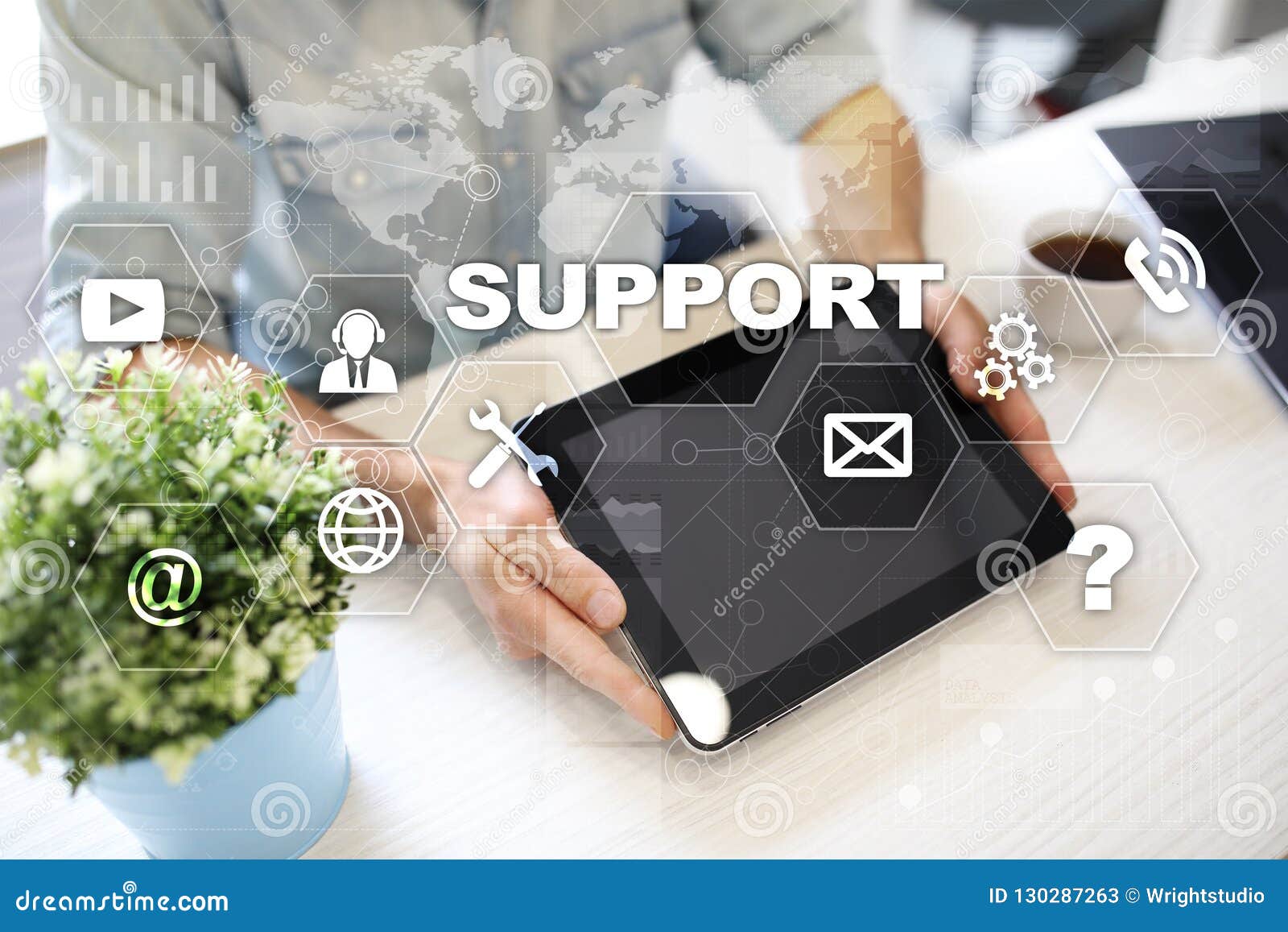 Technical Support and Customer Service. Business and Technology Concept ...