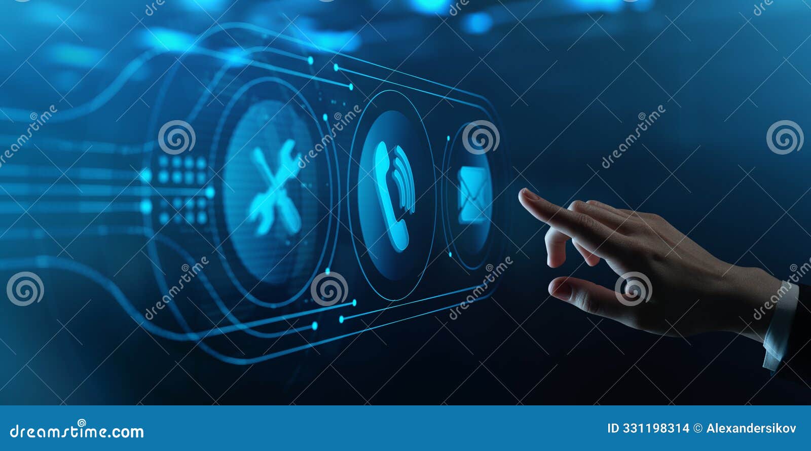 Technical Support and Customer Service Concept. Human Hand Touching ...