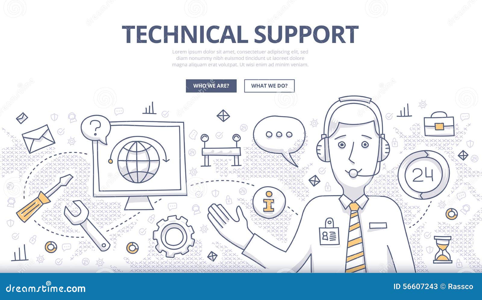 Technical Support Doodle Concept Stock Vector - Illustration of problem ...