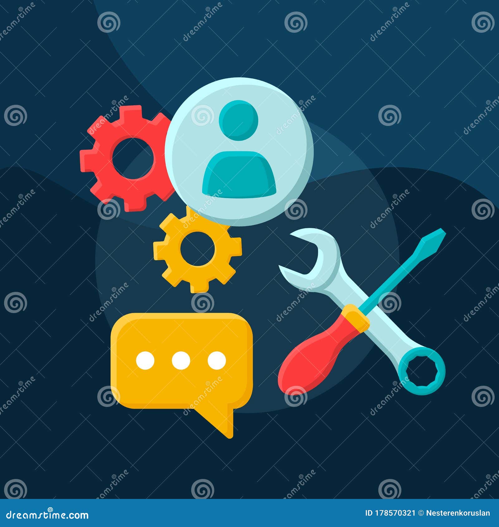 Technical Support Flat Concept Vector Icon Stock Vector - Illustration ...