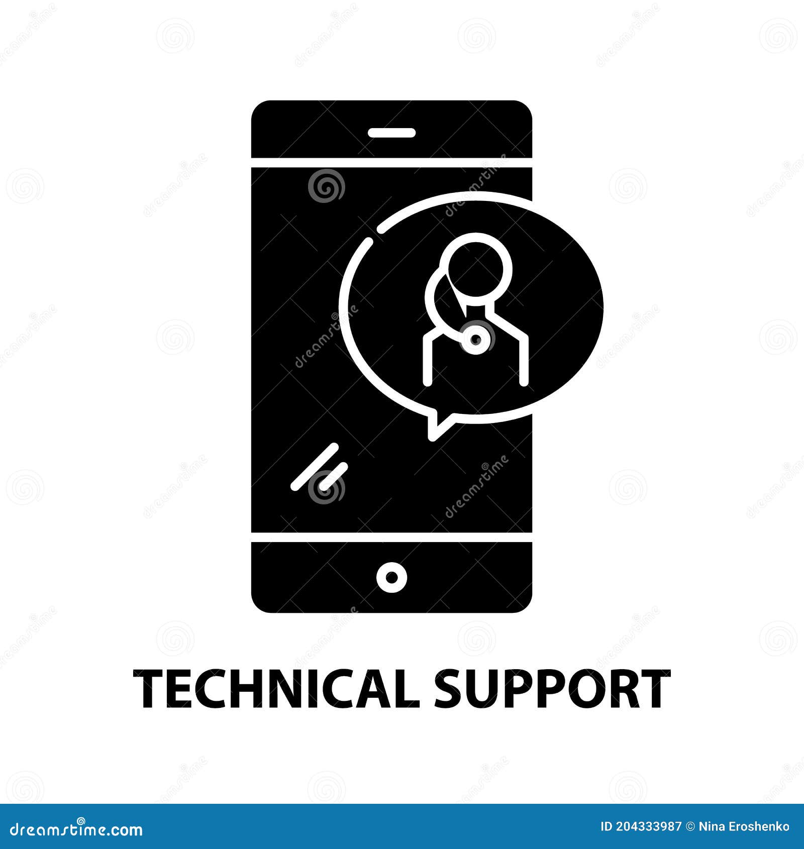Technical Support Icon, Black Vector Sign with Editable Strokes ...