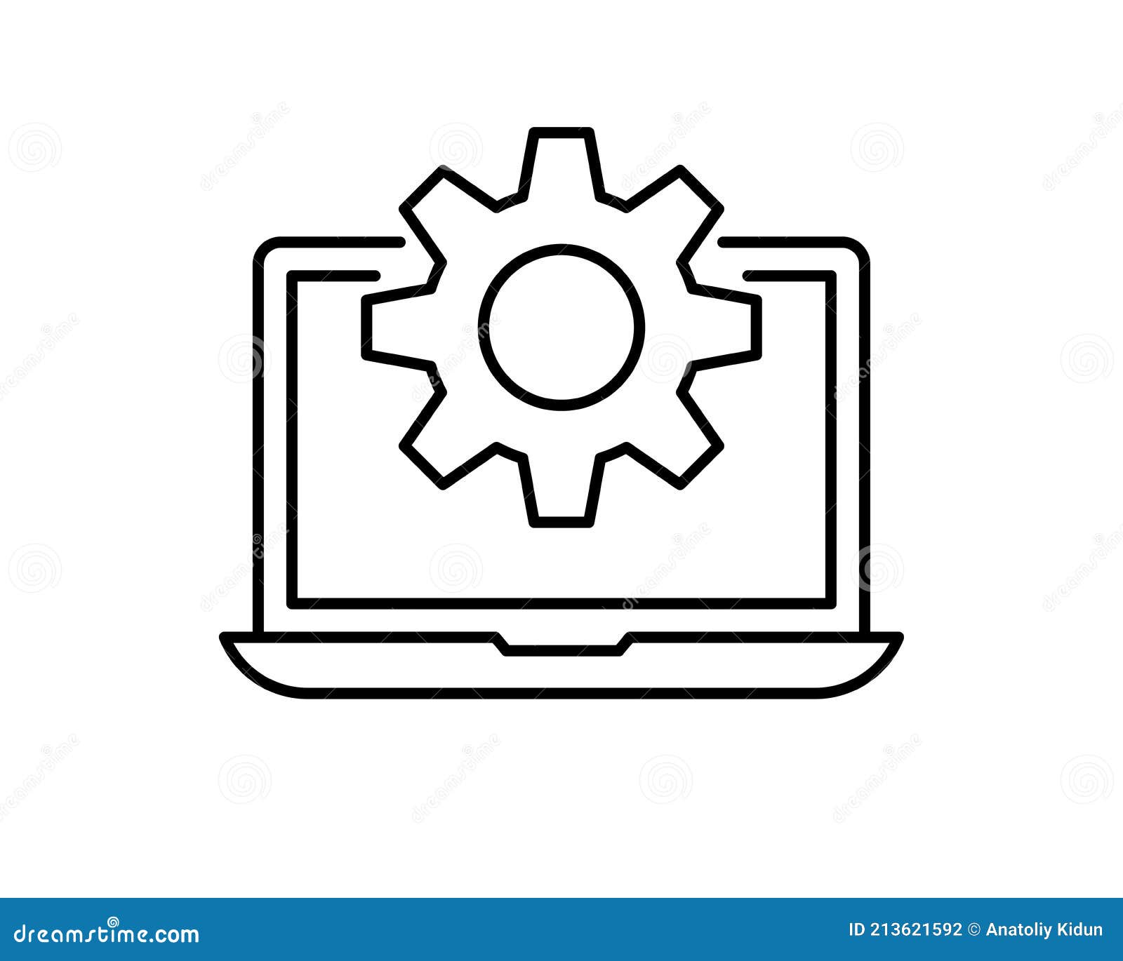 Technical Support Icon. Computer Service. Gears on Screen Laptop Stock ...