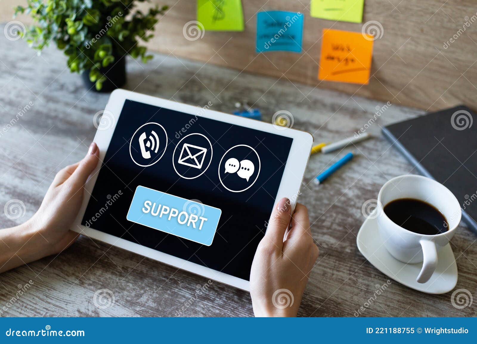 Technical Support Icons on Screen. Call To Help Center Stock Image ...
